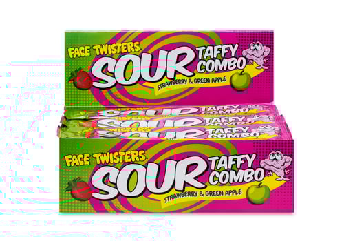 PAKISTAN - Face Twisters - Sour Taffy Combo Bar - Strawberry & Green A ...